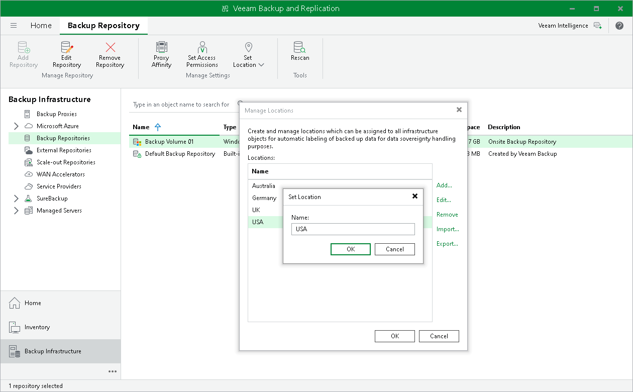 Editing Locations - Veeam Backup & Replication User Guide