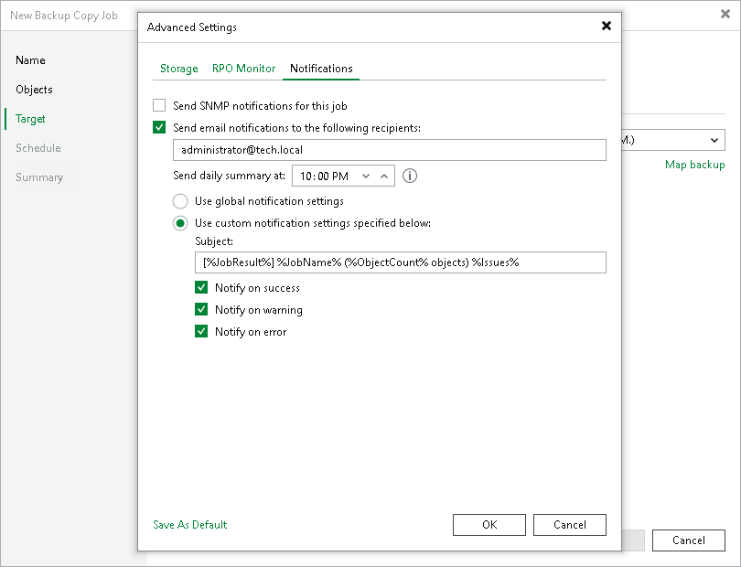 Notification Settings - Veeam Backup & Replication User Guide
