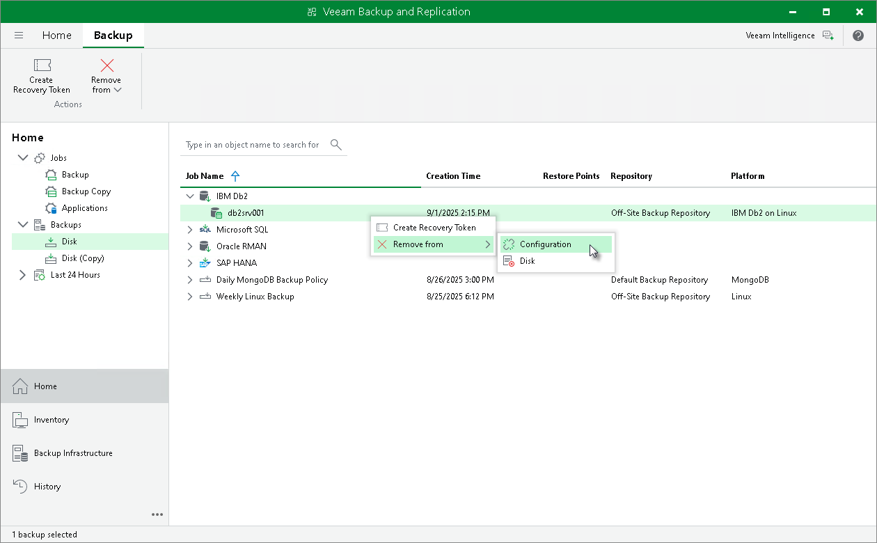 Removing Backup from Configuration - Veeam Backup & Replication User Guide