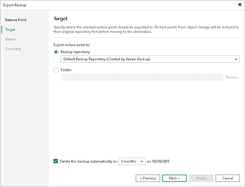 Step 3. Specify Destination - Veeam Backup & Replication User Guide