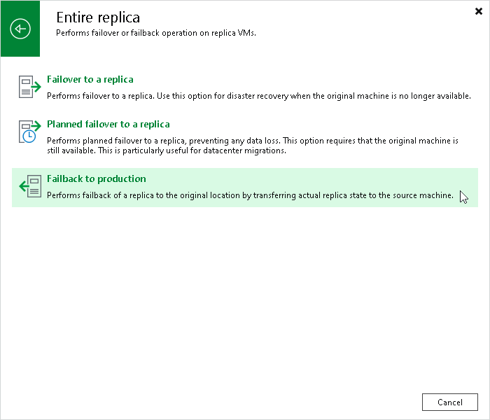 Step 1. Launch Failback Wizard - Veeam Backup & Replication User Guide