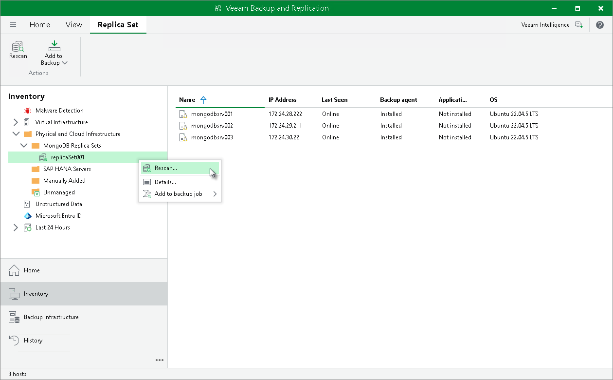 Rescanning Protected Replica Set - Veeam Backup & Replication User Guide