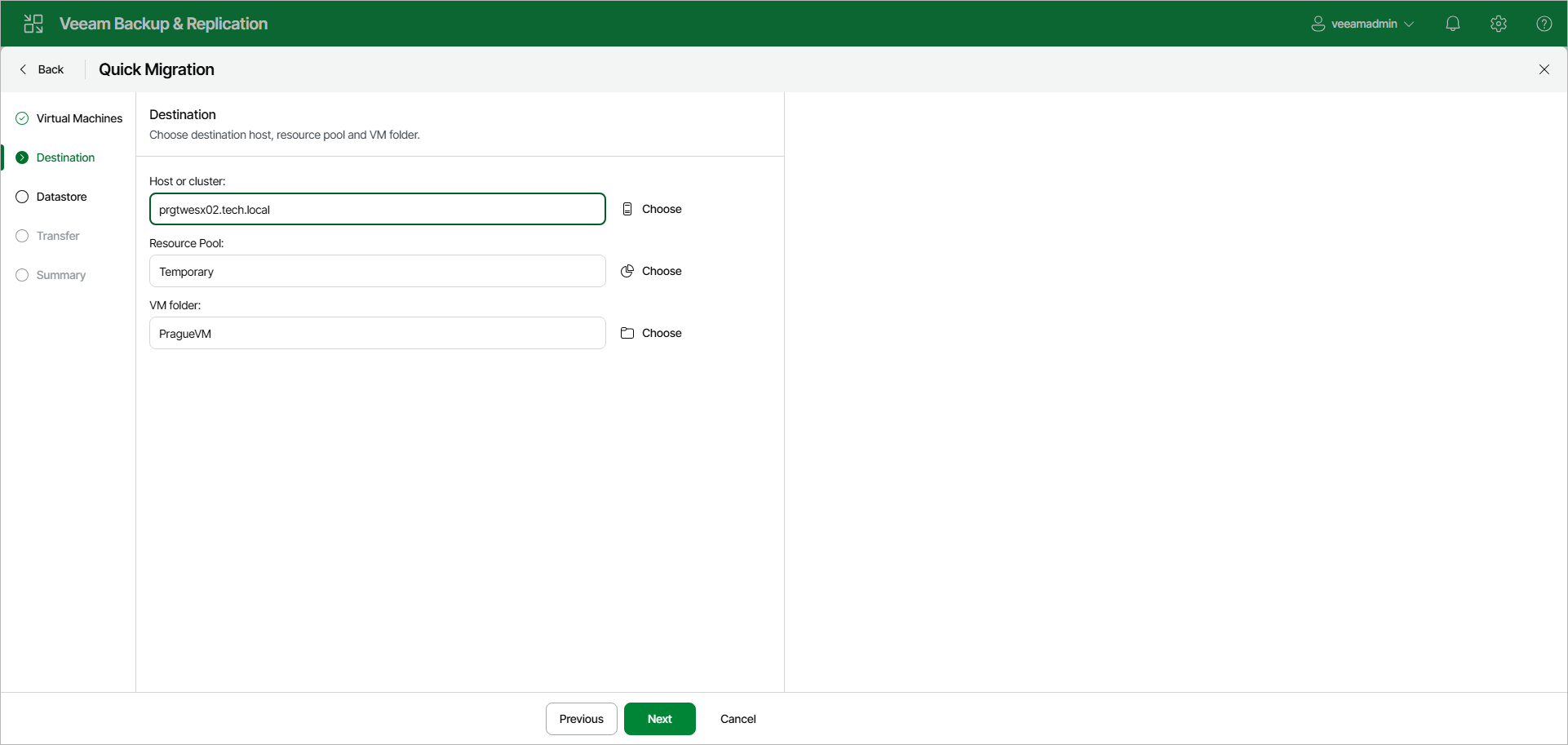 Step 2. Specify Destination - Veeam Backup & Replication User Guide