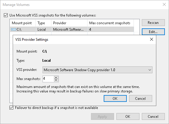Step 7. Specify Settings for Connected Volumes - Veeam Backup & Replication User Guide