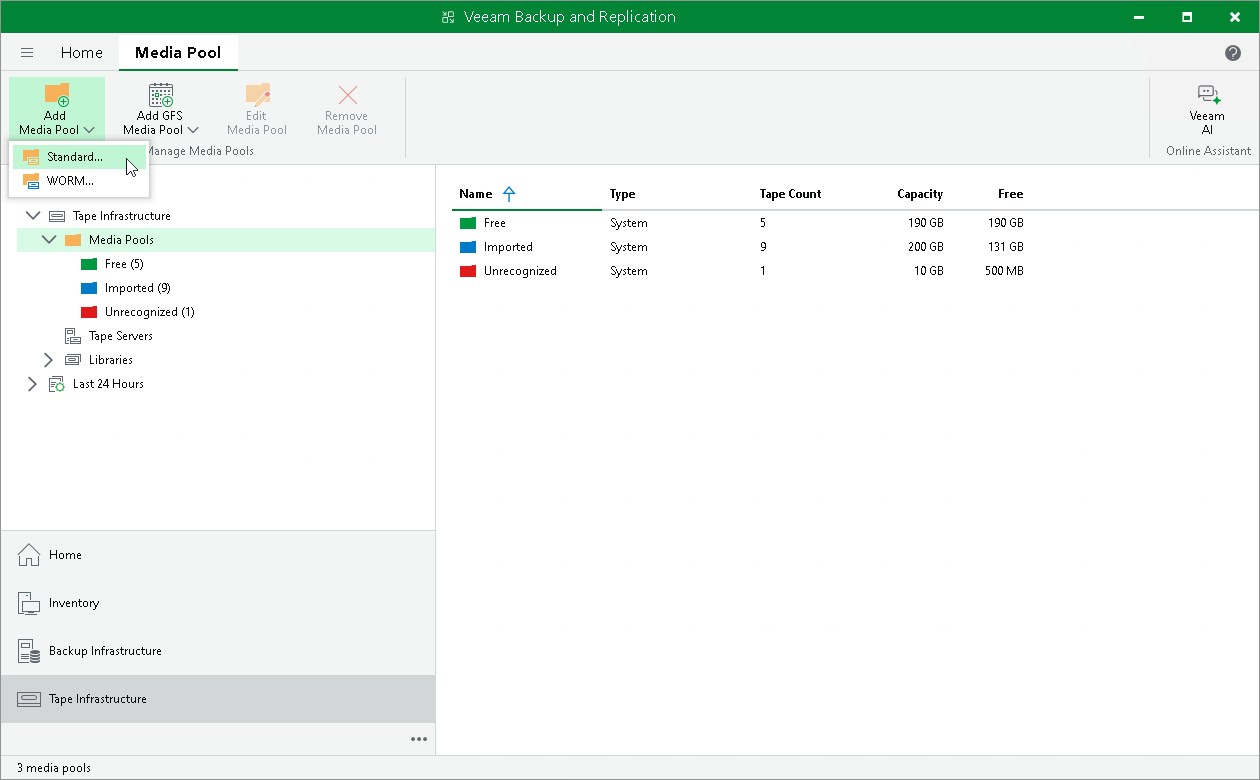 Step 1. Launch New Media Pool Wizard - Veeam Backup & Replication User ...