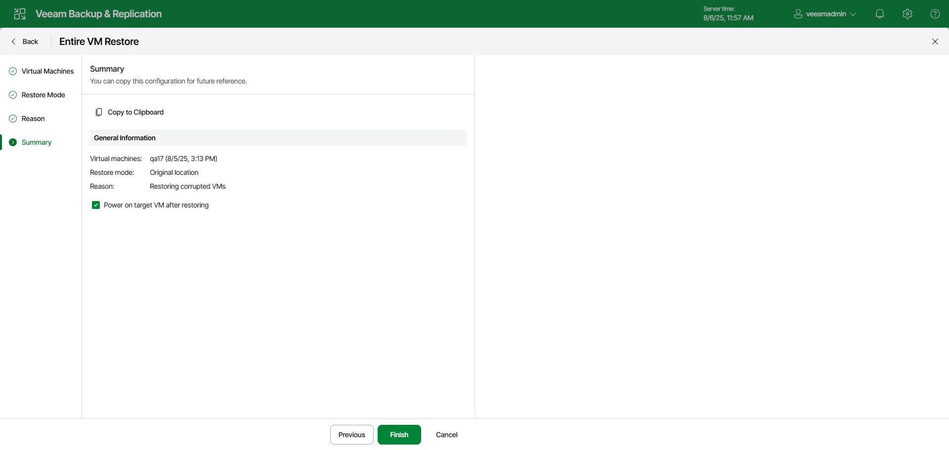Step 9. Verify Restore Settings - Veeam Backup & Replication User Guide