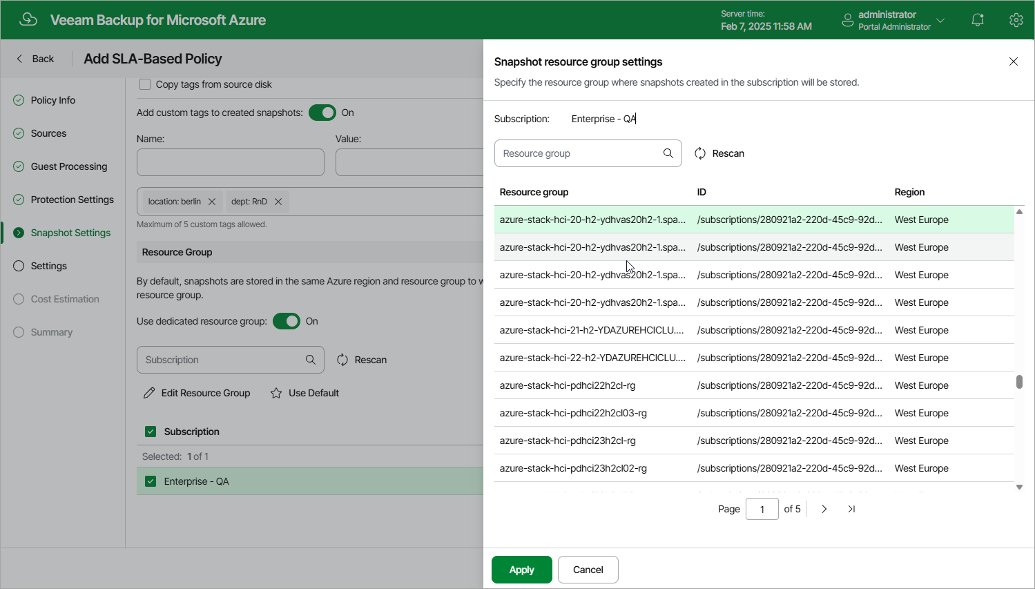 Step 6. Configure Snapshot Settings - Veeam Backup for Microsoft Azure Guide